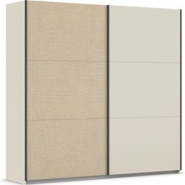 Schwebetürenschrank Rauch "Senja" Schränke Gr. B/H/T: 218 cm x 210 cm x 59 cm, 2 St., beige (champagner, rattanoptik) mit Absetzung in angesagter Rattan-Optik