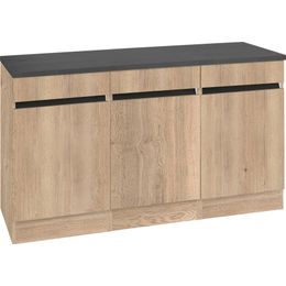 Unterschrank Optifit "Roth" Schränke Gr. B/H/T: 150 cm x 88 cm x 60 cm, 3 St., Komplettausführung, braun (wildeichefarben, wildeichefarben) Breite 150 cm