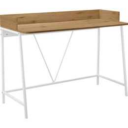 Schreibtisch Inosign "Jullian" Tische Gr. B/H/T: 117 cm x 87 cm x 48 cm, weiß (eiche, weiß, eichefarben) weißes Gestell aus Metall, Breite 120 cm