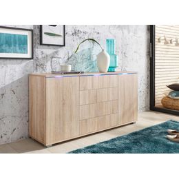 Kombikommode Priess Sideboards Gr. B/H/T: 143 cm x 71 cm x 38 cm, 4 St., braun (struktureichefarben hell)