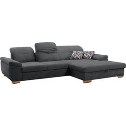 Ecksofa Alina "Nadira", grau (dunkelgrau gcp 129), B:271cm H:91cm T:199cm, Struktur fein XBO (90% Polyester, 10% Polyamide);Chenille GCP (100% Polyester), Sofas, Ecksofa, wahlweise mit Bettfunktion und Stauraum