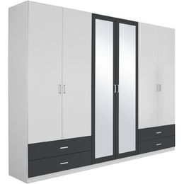 Kleiderschrank Rauch "Bobona" Schränke Gr. B/H/T: 271 cm x 210 cm x 54 cm, 6 St., schwarz-weiß (weiß, graumetallic) Drehtürenschrank Schränke