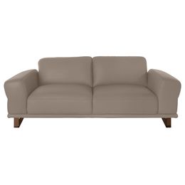 2,5-Sitzer W.Schillig "montanaa", braun (stone z59), B:212cm H:78cm T:94cm, Sofas, mit Metallkufen in Bronze pulverbeschichtet, Breite 212 cm
