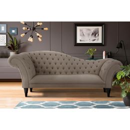 3-Sitzer Home Affaire "Chester", grau (taupe), B:240cm H:77cm T:90cm, Luxus-Microfaser (100% Polyester);Luxus-Microfaser Vintageoptik (100% Polyester);Samtoptik (100% Polyester), Sofas, mit Knopfheftung in Recamieren-Optik