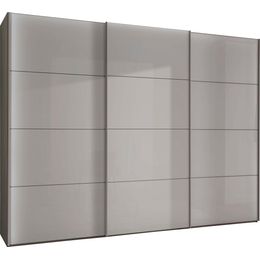 Schwebetürenschrank Wiemann "Kos" Schränke Gr. B/H/T: 278,9 cm x 236 cm x 67 cm, 3 St., grau (havanna, dekor, glas kieselgrau) mit Schattenfuge