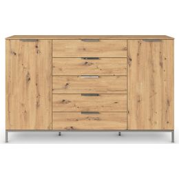 Kommode Rauch "Flipp" Sideboards Gr. B/H/T: 180 cm x 111 cm x 42 cm, 5 St., braun (eiche artisan) 2-türig mit 5 Schubladen und Soft-Close-Funktion in zwei Breiten