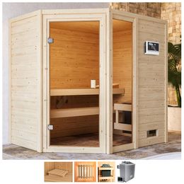 Welltime Sauna "Josie" Saunen 9-kW-Ofen mit ext. Steuerung Gr. Saunaofen, externe Steuerung, 9 kW, beige (naturbelassen)