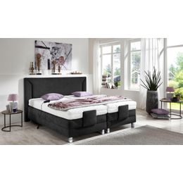 Boxbett, schwarz, B:104cm L:214cm, Bezug der Obermatratze: 100% Polyester, abnehmbar und waschbar bis 60C;Box und Kopfteil: Mikrovelours (100% Polyester), Westfalia Schlafkomfort, Komplettbetten, Boxspringbett, mit Motor
