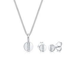 Schmuckset Elli DIAMONDS "Kreis Geo Form Diamant (0.05 ct.) 925 Silber Figa" Schmuck-Sets Gr. OneSize, silberfarben (silber + weiß) Damen