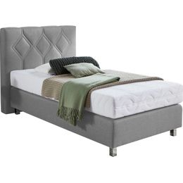 Boxspringbett "Ph&ouml;nix", grau, B:105cm L:210cm, Bezug Bett: Microvelours (100% Polyester) oder Feinstruktur (100% Polyester);Bezug Bonnell-Federkernmatratze: 100% Polyester;Bezug Kaltschaummatratze: 100% Polyester;Bezug Tonnentaschenfederkernmatratze: 80% Baumwolle, 20%Polyester, Westfalia Schlafkomfort, Komplettbetten, Boxspringbett