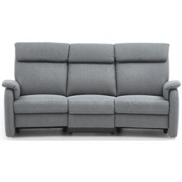 3-Sitzer Home Affaire "Turin mit Steckdose und USB-Port auch in Easy care-Bezug", grau, B:218cm H:107cm T:104cm, Sofas, 2 x vollmotorische Relaxfunktion, herunterklappbarer Tisch