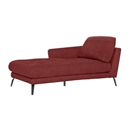 Chaiselongue W.Schillig "softy" Sofas Gr. B/H/T: 106 cm x 79 cm x 168 cm, Chenille-Flachgewebe R66, Armlehne links, rot (red r66) mit dekorativer Heftung im Sitz, Füße schwarz pulverbeschichtet