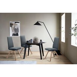 Polsterstuhl stressless "Laurel", blau (atlantic blau batick, eiche natur), B:49cm H:105cm T:60cm, Leder BATICK: BATICK ist ein leicht korrigiertes, durchgefärbtes und genarbtes Möbelleder, bei dem die meisten Unebenheiten und Spuren in der Regel entfernt wurden., Stühle, High Back, Größe L, mit schräggestellten Beinen in Eiche natur