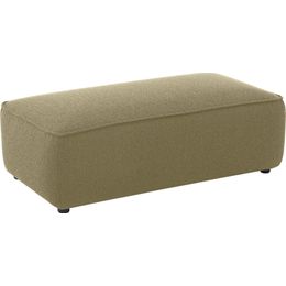 Hocker W.Schillig "around-the-block" Gr. B/H/T: 120 cm x 39 cm x 60 cm, ROHLEDER Jacquard-Flachgewebe Q2 O10, grün (khaki o10) mit eleganter Biese