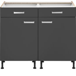 Unterschrank Optifit "Parma" Schränke Gr. B/H/T: 100 cm x 87 cm x 58,4 cm, 2 St., Komplettausführung, grau (anthrazit) Breite 100 cm