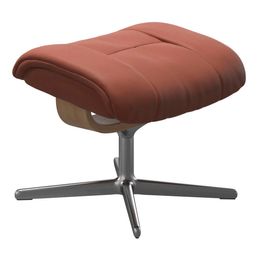 Fußhocker stressless "Mayfair" Hocker Gr. B/H/T: 55 cm x 41 cm x 39 cm, Leder PALOMA, Cross Base Eiche, rot (henna paloma) mit Cross Base, Größe S, M & L, Holzakzent Eiche