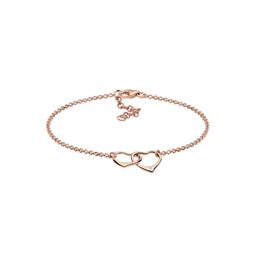 Armband Elli DIAMONDS "Herz Anhänger Liebe Diamant (0.015 ct.) 925 Silber" Armbänder Gr. 20 cm, mit Diamanten, Silber 925 (Sterlingsilber), rosegold (rosegold, weiß) Damen