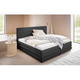 Polsterbett "Maylis", grau (anthrazit), B:212cm L:211cm, 100% Polyester, LeGer Home by Lena Gercke, Betten, Polsterbett ohne Bettkasten Polsterbett, wahlweise mit und ohne Matratze und Lattenrost, auch in 200cm Breite