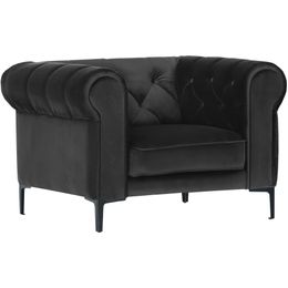 Chesterfield-Sessel GUTMANN FACTORY, schwarz, B:105cm H:75cm T:90cm, 100% Polyester, Sessel