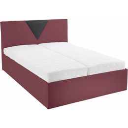 Polsterbett "Malibu", rot (rot, schwarz), B:152cm L:212cm, Bezug Bett: Kunstleder;Bonnell-Federkernmatratze: 51% Polypropylen, 39% Polyester und 10% Baumwolle;Kaltschaummatratze: 100% Polyester, Bezug abnehm- und waschbar bis 60C, Westfalia Schlafkomfort, Betten, inkl. Bettkasten bei Ausführung mit Matratze