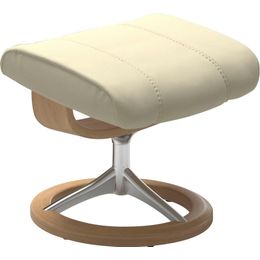 Fußhocker stressless "Consul" Hocker Gr. B/H/T: 54 cm x 41 cm x 39 cm, Leder PALOMA, Signature Base Eiche, beige (vanilla paloma) mit Signature Base, Gestell Eiche