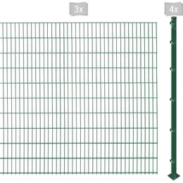 Arvotec Doppelstabmattenzaun "ESSENTIAL 203 zum Aufschrauben" Zaunelemente Zaunhöhe 203 cm, Zaunlänge 2 - 60 m Gr. H/L: 203cm x 6 m, Pfosten: 4 St., grün (dunkelgrün)