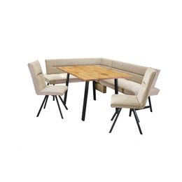 Eckbankgruppe Home Affaire "Sava" Sitzmöbel-Sets Gr. B/H/T: 211 cm x 84 cm x 170 cm, Chenille, langer Schenkel rechts, braun (latte, latte aulla 08, schwarz) Eckbank mit Wellenfederung im Sitz, Tisch Massiv Eiche