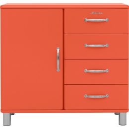 Kommode Tenzo "Malibu" Sideboards Gr. B/H: 98 cm x 92 cm, 4, rot (red sand) mit dem Malibu Logo auf der obersten Schubladenfront, Breite 98 cm