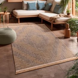 Teppich Paco Home "Cologne 494" Teppiche Gr. B/L: 200 cm x 280 cm, 11 mm, 1 St., beige Flachgewebe, meliert, Rauten Motiv,, mit Fransen, Outdoor geeignet