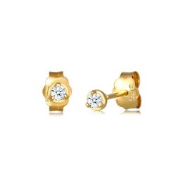 Paar Ohrstecker Elli DIAMONDS "Solitär Basic Edel Diamant (0.06 ct.) 585 Gelbgold" Ohrringe Gr. OneSize, 0.012 ct P1 = bei 10-facher Vergrößerung erkennbare Einschlüsse mit Diamanten, Gelbgold 585, goldfarben (gold, weiß) Damen