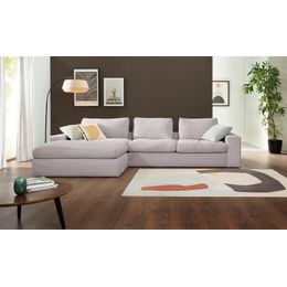 Ecksofa Alina "Sandy", grau (platingrau gct 49), B:326cm T:180cm, Cord GCT (92% Polyester, 8% Nylon), Sofas, Ecksofa, mit Recamiere, in modernem Cordstoff