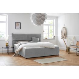 Polsterbett Andas "Jenson", grau, B:208cm L:225cm, Struktur weich (85% Polyester/15% Nylon), Betten, als Bettgestell oder mit 3 Matratzenarten und Härtegraden