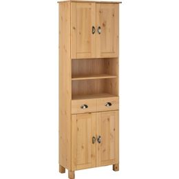 Hochschrank Home Affaire "Oslo" Schränke Gr. B/H/T: 60 cm x 177 cm x 30 cm, 4 St., beige (natur gebeizt, gewachst)