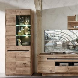 Vitrine Innostyle "BELLANO", braun (front: viking oak nature mdf, korpus: außen viking oak nature nachbidlungen, innen graphit nachbildung), B:80cm H:202cm T:38cm, Dekorfolie, MDF, Spanplatte, Schränke, Viking Oak Nature