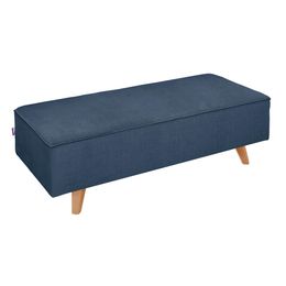 Hocker Tom Tailor HOME "NORDIC CHIC" Gr. B/H/T: 137 cm x 42 cm x 61 cm, Samtstoff STC, blau (ink blue stc 6) Polsterhocker mit Kedernaht, Breite 137 cm, Füße Buche natur