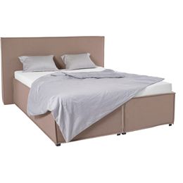 Polsterbett "Isaline", grau (taupe), B:193cm L:213cm, 100% Polyester, LeGer Home by Lena Gercke, Betten, Polsterbett ohne Bettkasten Polsterbett, wahlweise ohne Matratze oder mit 3 Matratzenarten, Kopfteilhöhe 107 cm