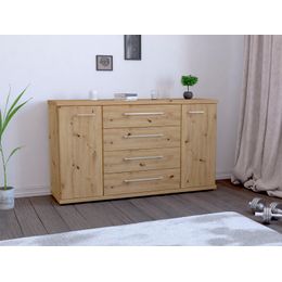 Kombikommode Wiemann "Mainau" Sideboards Gr. B/H/T: 149 cm x 86 cm x 42 cm, 4, braun (bianco, eiche, nachbildung) vormontiert