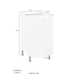 Unterschrank Optifit "Parma" Schränke Gr. B/H/T: 40 cm x 87 cm x 58,4 cm, 1 St., Komplettausführung, weiß Breite 40 cm