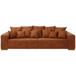 Big-Sofa Home Affaire "Neapel", braun (cognac), B:290cm H:80cm T:118cm, Luxus-Microfaser (100% Polyester);Luxus-Microfaser Lederoptik (100% Polyester), Sofas, Big-Sofa, mit vielen losen Kissen, in 2 Bezugsqualit&auml;ten
