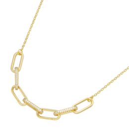 Collier Giorgio Martello MILANO "Mittelteil mit Zirkonia, vergoldet, Silber 925" Halsketten Gr. 45 cm, Silber 925 (Sterlingsilber), goldfarben (gold) Damen