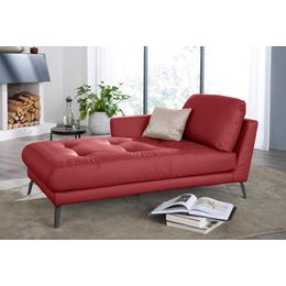 Chaiselongue W.Schillig "softy" Sofas Gr. B/H/T: 106 cm x 79 cm x 168 cm, Longlife Xtra-Leder Z59, Armlehne links, rot (ruby red z59) mit dekorativer Heftung im Sitz, Füße schwarz pulverbeschichtet