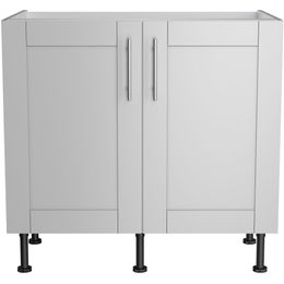 Spülenschrank Optifit "Ahus" Schränke Gr. B/H/T: 90 cm x 87 cm x 58,4 cm, 2 St., grau (hellgrau matt, wildeiche nachbildung) Breite 90 cm