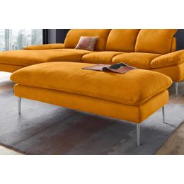 Hocker W.Schillig "enjoy&MORE", gelb (brandy s37), B:151cm H:45cm T:71cm, Chenille-Flachgewebe R66 (85% Polyester, 15% Nylon), Longlife Xtra-Leder Z59: Glattleder mit modischer Prägung. Hautstärke 0, 9 - 1, 1 mm, Stoff S37 (100% Polyester), Hocker, Füße Chrom glänzend, Breite 151 cm