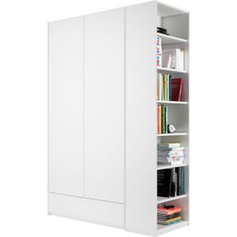 Müllermöbel Kleiderschrank MÜLLER SMALL LIVING "Modular Plus Variante 1" Schränke Gr. H/T: 221 cm x 60 cm, Seitenanbauregal rechts, 2 St., weiß 1 geräumige Schublade, Anbauregal links oder rechts montierbar