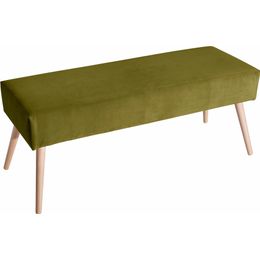 Sitzbank Max Winzer "Sit" Sitzbänke Gr. B/H/T: 114 cm x 48 cm x 40 cm, Samtvelours 20442, grün (oliv) mit hohen konischen Füßen