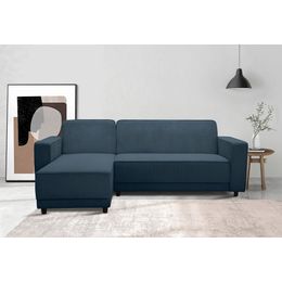 Ecksofa DOREL HOME "Allie Schlafsofa 230 cm mit Relaxfunktion in der R&uuml;ckenlehne", blau, B:230cm H:82cm T:154cm, 100% Polyester, Sofas, Ecksofa, Schlaffunktion (108/194,5cm), trendiger Cord o. pflegeleichter Velours