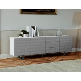 Sideboard DIVENTA Sideboards Gr. B/H/T: 220 cm x 67 cm x 45 cm, grau (weiß grau) Breite 220 cm