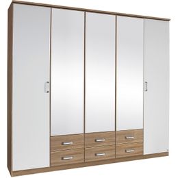 Kleiderschrank Rauch "Gandra" Schränke Gr. B/H/T: 226 cm x 212 cm x 54 cm, 5 St., weiß (struktureichefarben hell, weiß)