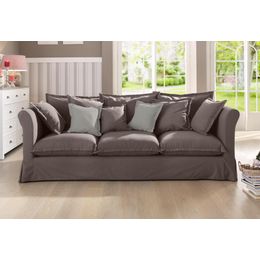 3-Sitzer Home Affaire "Luise", braun, B:228cm H:93cm T:100cm, Webstoff (50% Baumwolle, 50% Polyester), Sofas