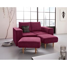 2-Sitzer "Looksv", lila (beere), B:172cm H:96cm T:107cm, LOOKS by Wolfgang Joop, Sofas, Verwandlungssofa: aus Sofa wird Sofa mit 2 Hockern